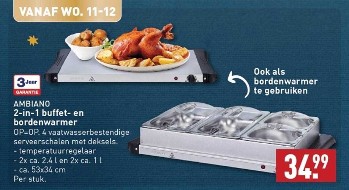 Ambiano 2-In-1 Buffet- En Bordenwarmer Aanbieding bij ALDI - FolderFeest.nl
