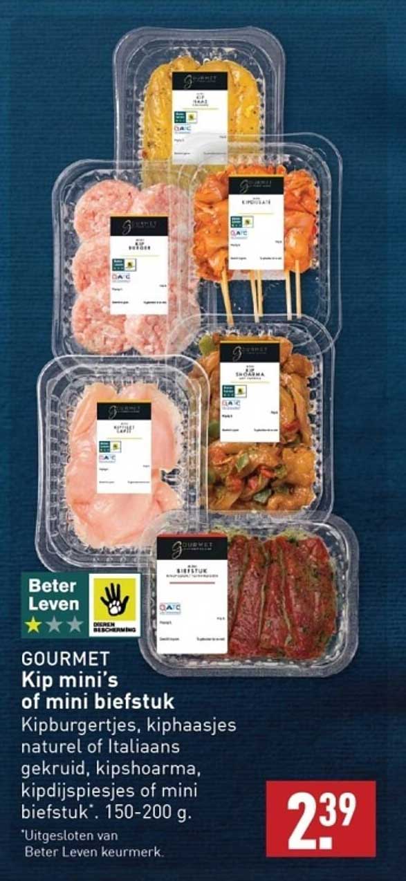 Gourmet Kip Mini's Of Mini Biefstuk Aanbieding bij ALDI - FolderFeest.nl