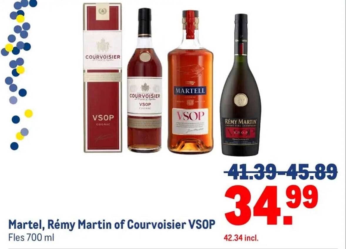 Martel, Rémy Martin Of Courvoisier Vsop aanbieding bij Makro