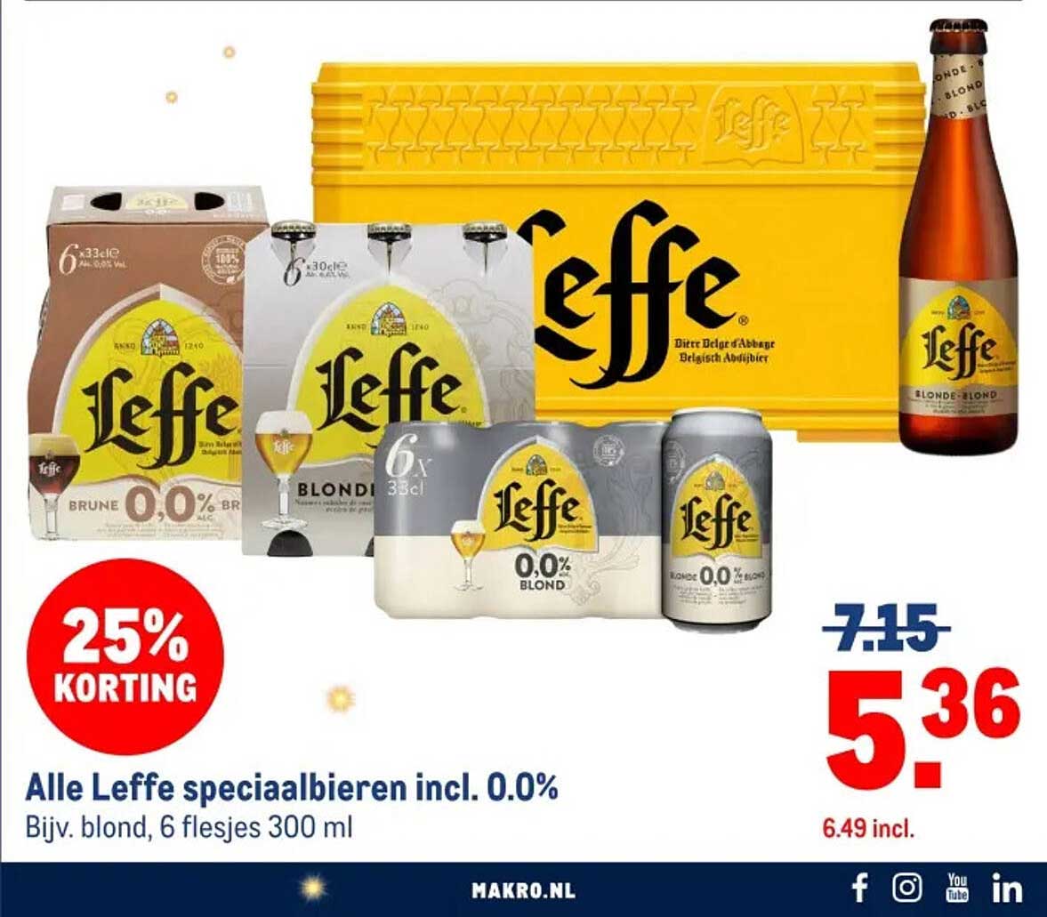 Alle Leffe Speciaalbieren Incl. 0.0% Aanbieding bij Makro - FolderFeest.nl