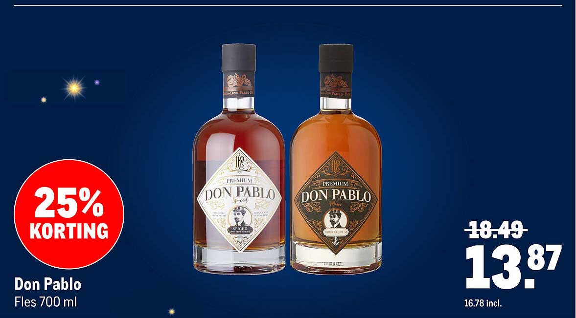 Don Pablo Spiced Rum Fles 700 Ml + Glas Aanbieding bij Makro ...
