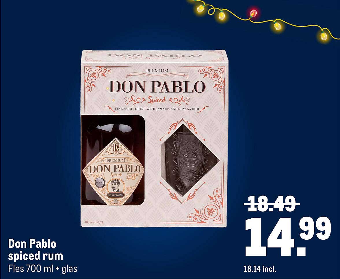 Don Pablo Spiced Rum Fles 700 Ml + Glas Aanbieding bij Makro ...