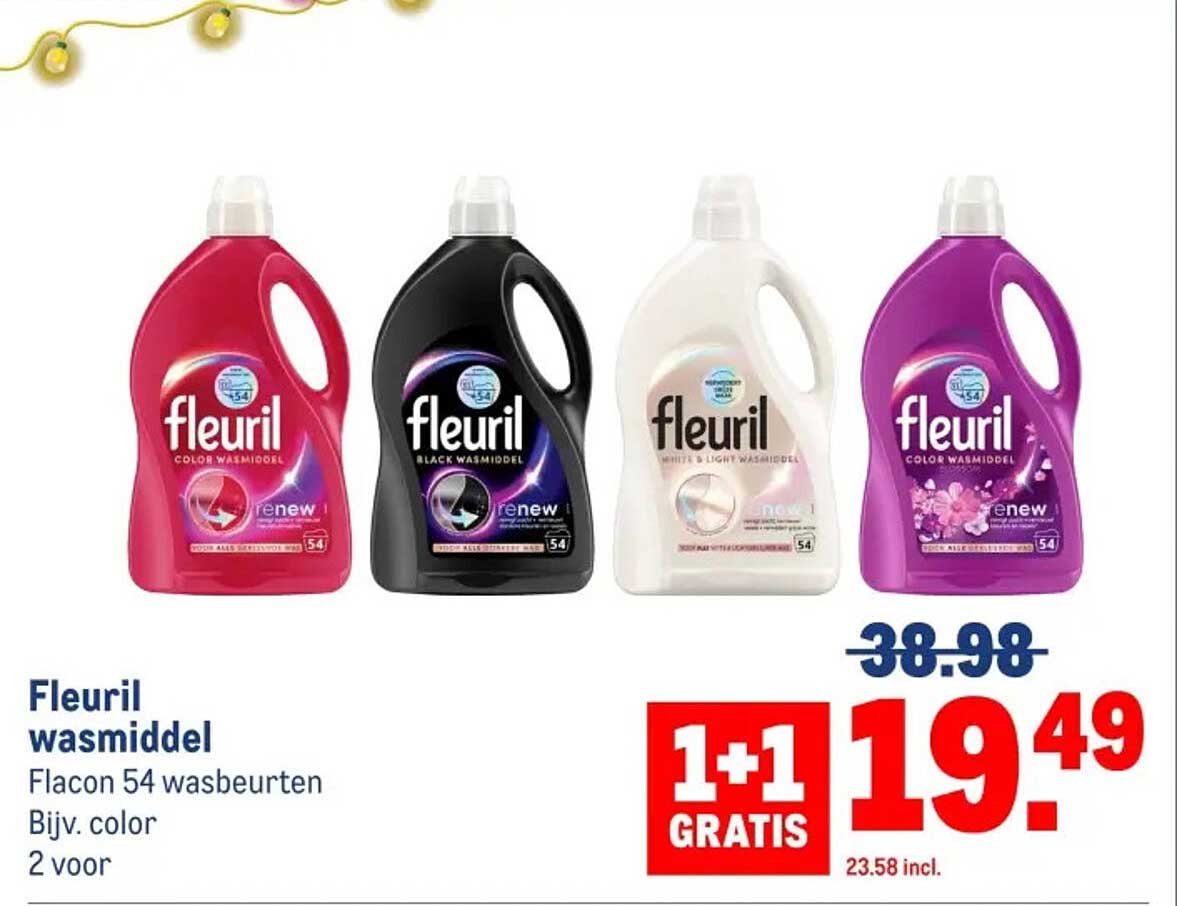 Fleuril Wasmiddel Flacon 54 Wasbeurten Aanbieding bij Makro ...