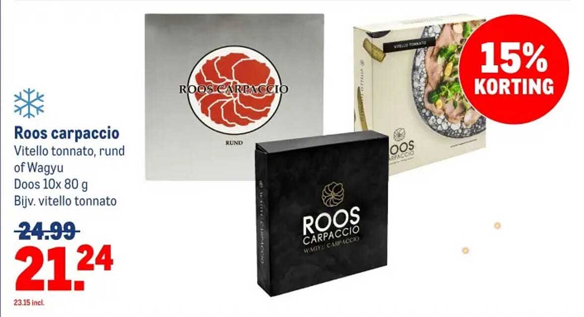 Roos Carpaccio Vitello Tonnato, Rund Of Wagyu Doos 10X 80 G Aanbieding ...