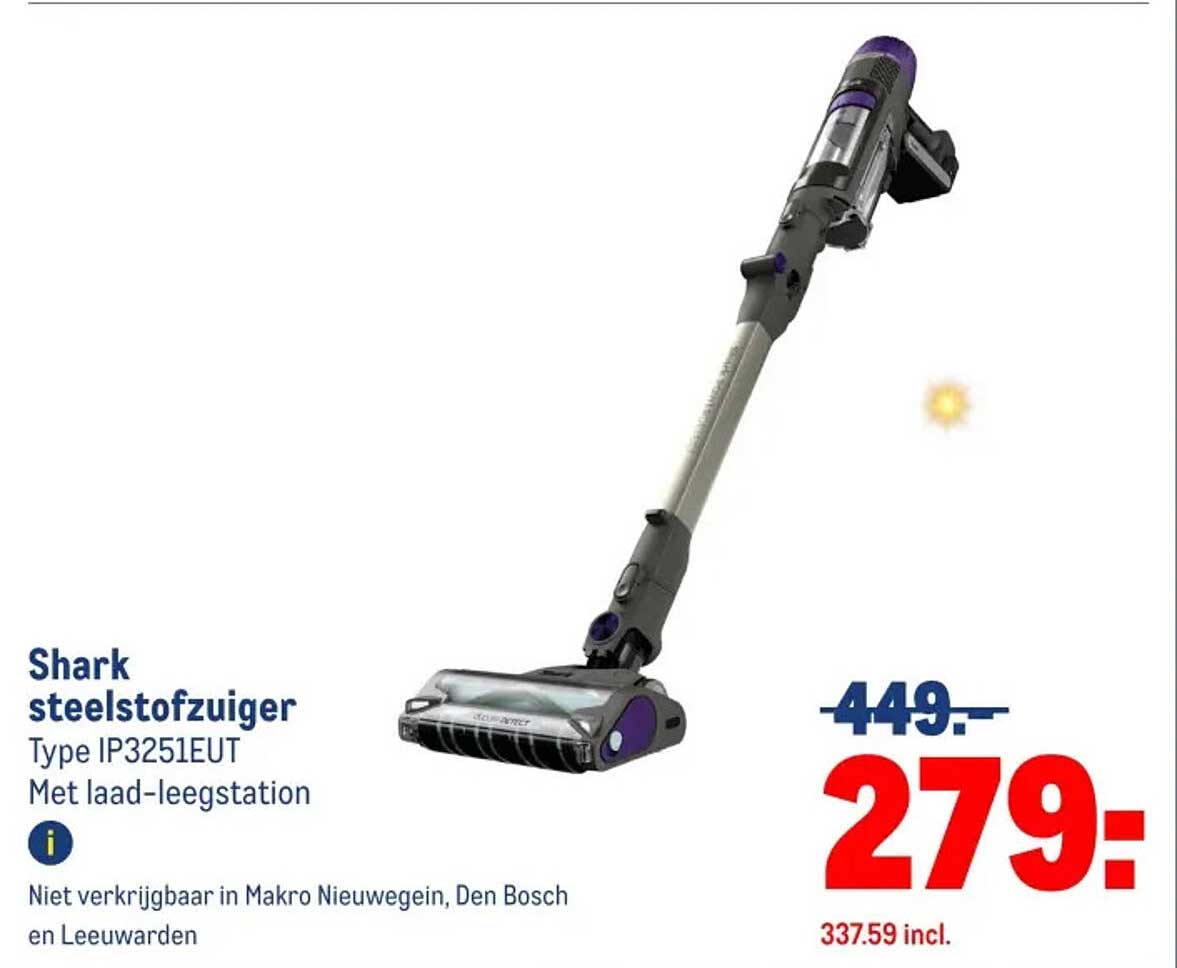 Shark Steelstofzuiger Type Ip3251Eut Met Laad-Leegstation Aanbieding ...