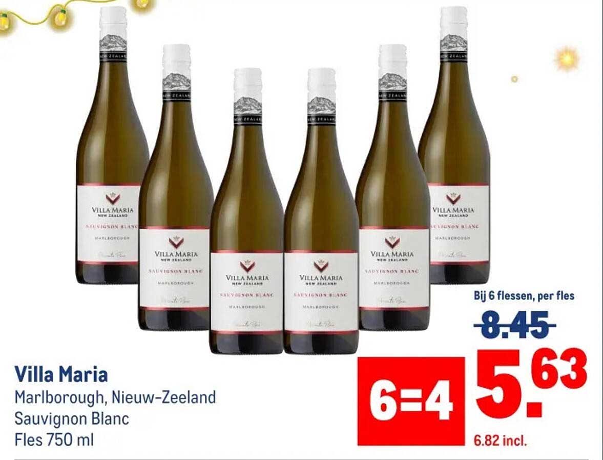 Villa Maria Marlborough Sauvignon Blanc Fles 750 Ml Aanbieding bij ...