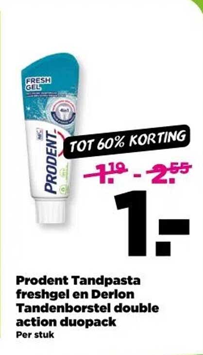 Prodent Tandpasta Freshgel En Derlon Tandenborstel Double Action ...