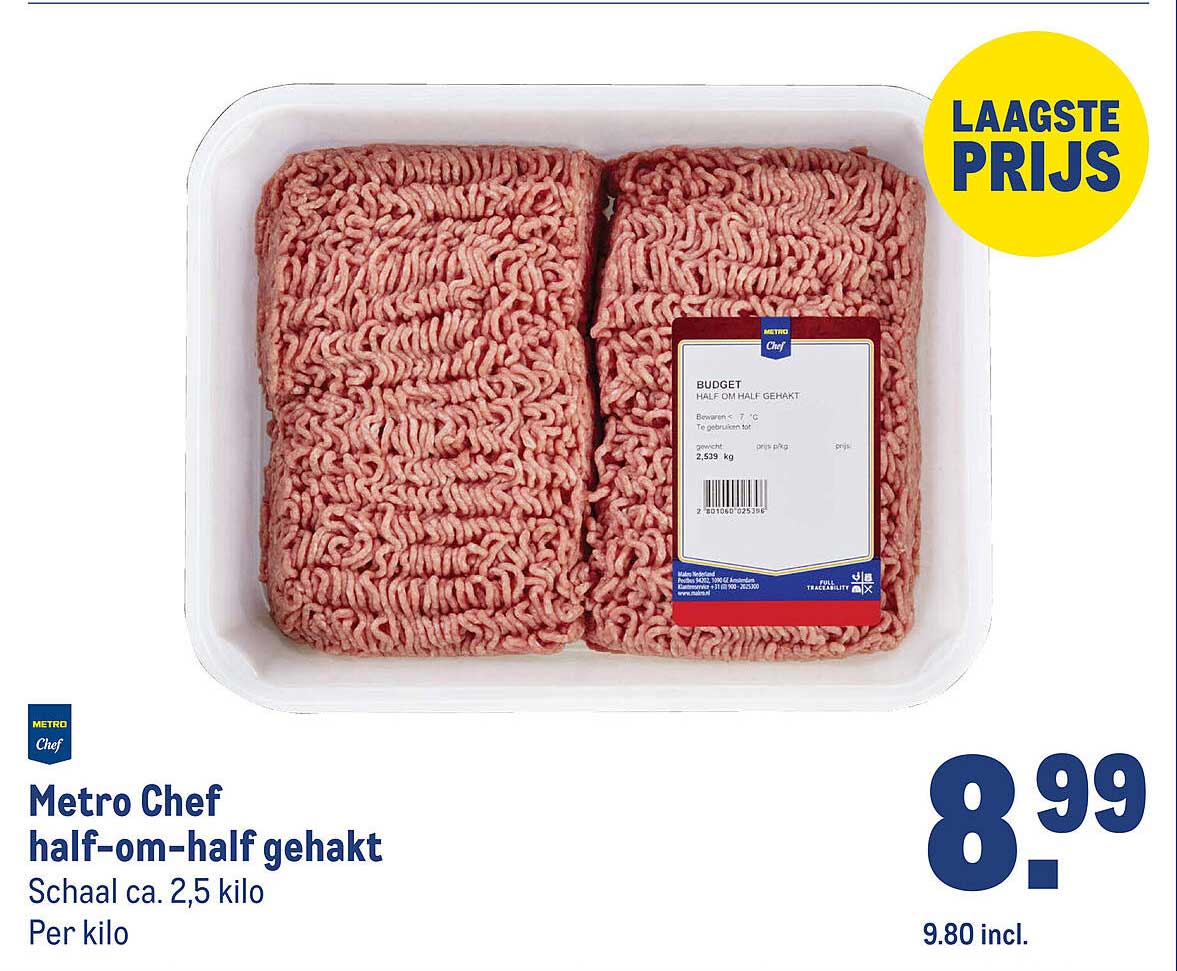 Metro Chef Half-Om-Half Gehakt Aanbieding bij Makro - FolderFeest.nl