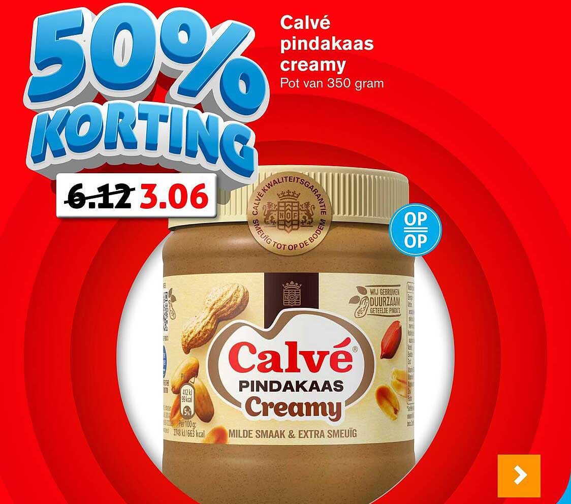 Calvé Pindakaas Creamy aanbieding bij Hoogvliet
