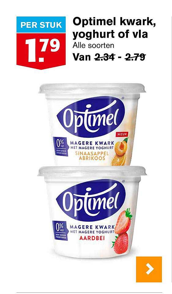 Optimel Kwark, Yoghurt Of Vla aanbieding bij Hoogvliet