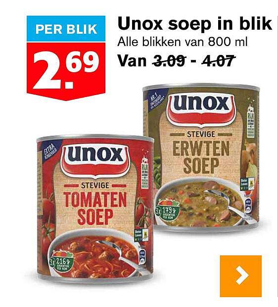 Unox Soep In Blik Aanbieding bij Hoogvliet - FolderFeest.nl