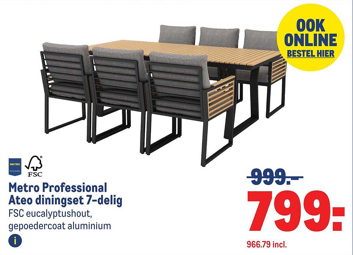 Metro Professional Ateo Diningset 7-Delig Aanbieding bij Makro ...
