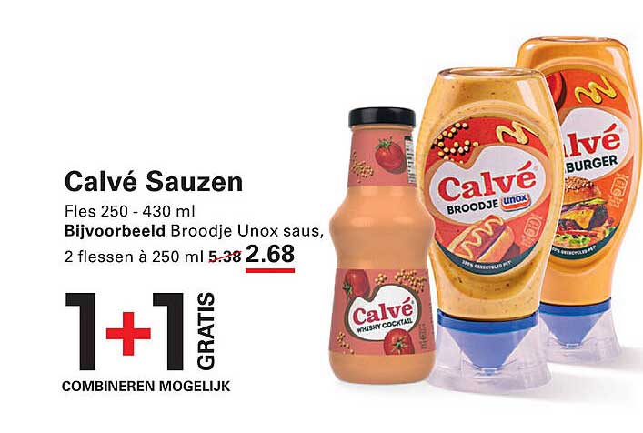 Calvé Sauzen Fles 250 - 430 Ml Aanbieding bij Sligro - FolderFeest.nl