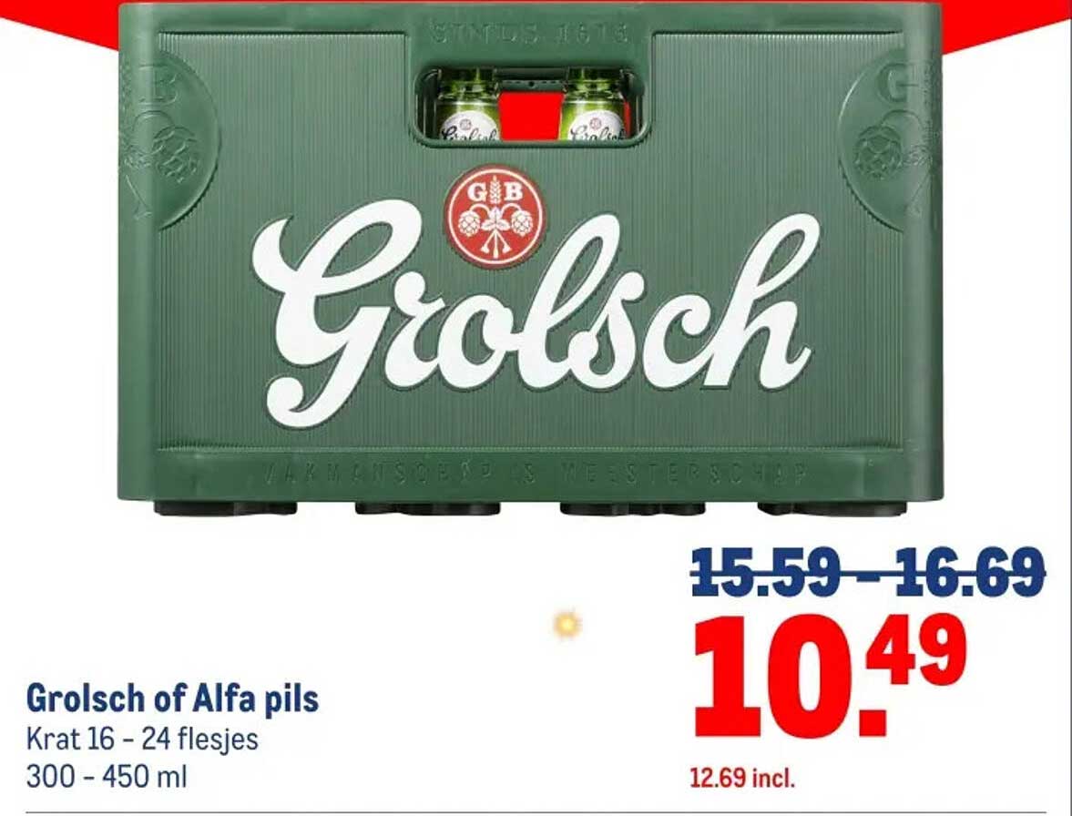 Grolsch Of Alfa Pils Krat 16 - 24 Flesjes 300 - 450 Ml Aanbieding bij ...