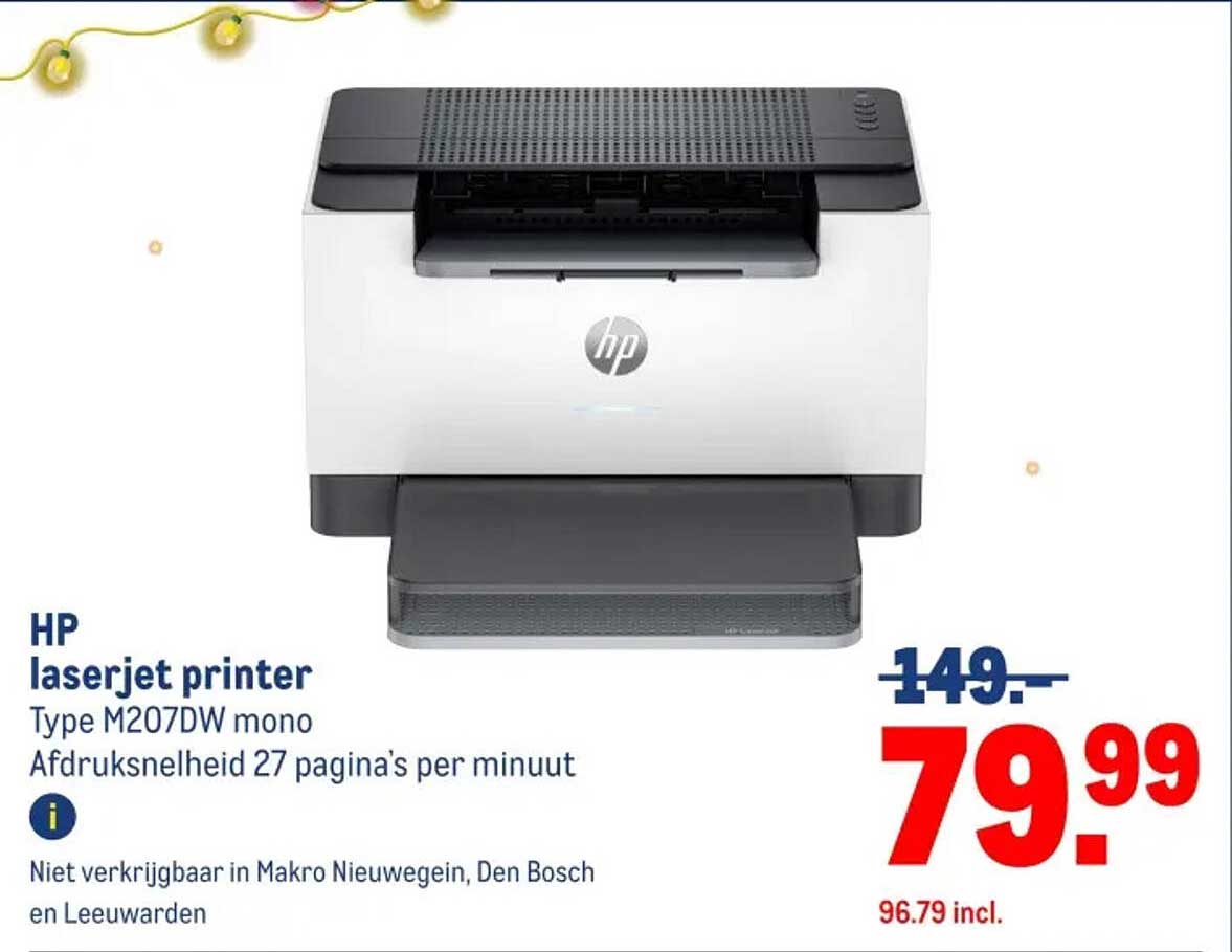 Hp Laserjet Printer Type M207Dw Mono Aanbieding bij Makro - FolderFeest.nl
