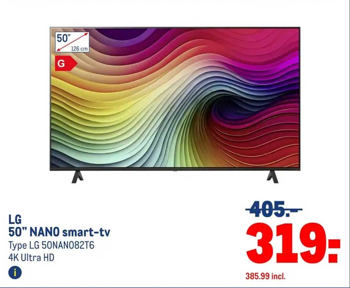 Lg 50" Nano Smart-Tv Type Lg 50Nano82T6 4K Ultra Hd Aanbieding bij ...