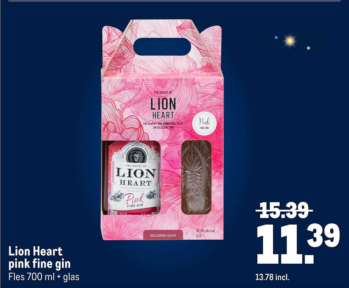 Lion Heart Pink Fine Gin Fles 700 Ml + Glas Aanbieding bij Makro ...