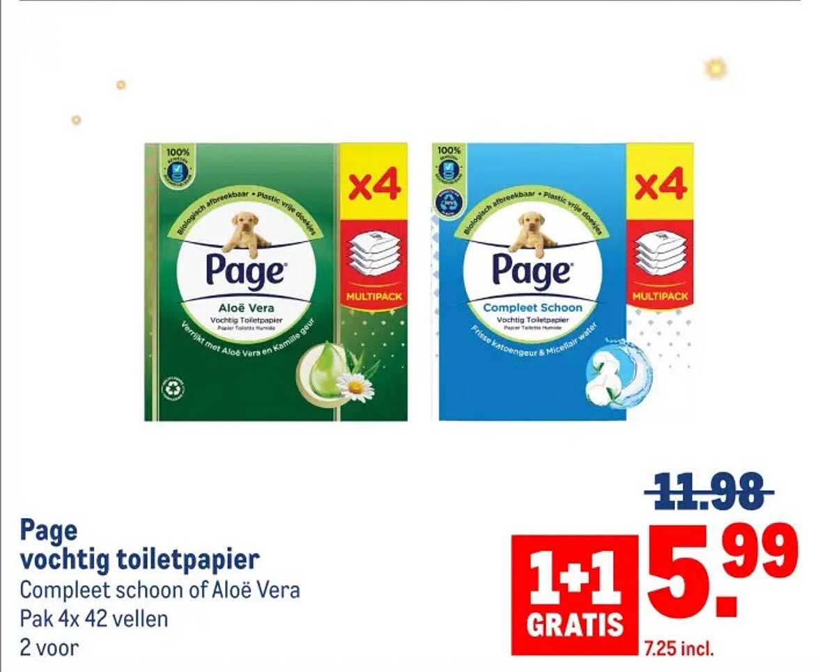 Page Vochtig Toiletpapier Compleet Schoon Of Aloë Vera Pak 4X 42 Vellen ...
