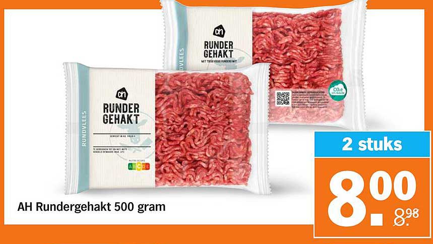 Ah Rundergehakt 500 Gram aanbieding bij Albert Heijn