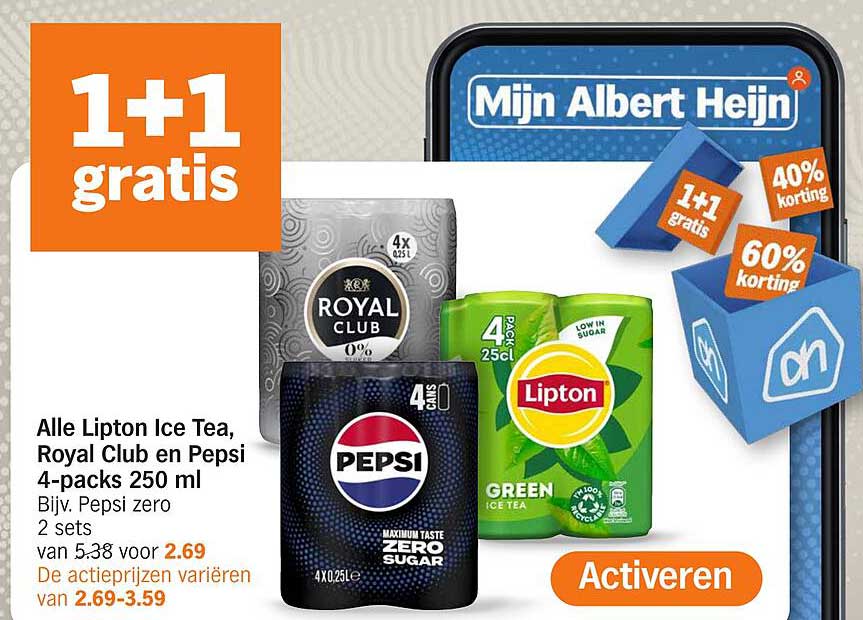 Alle Lipton Ice Tea, Royal Club En Pepsi 4-Packs 250 Ml Aanbieding bij ...