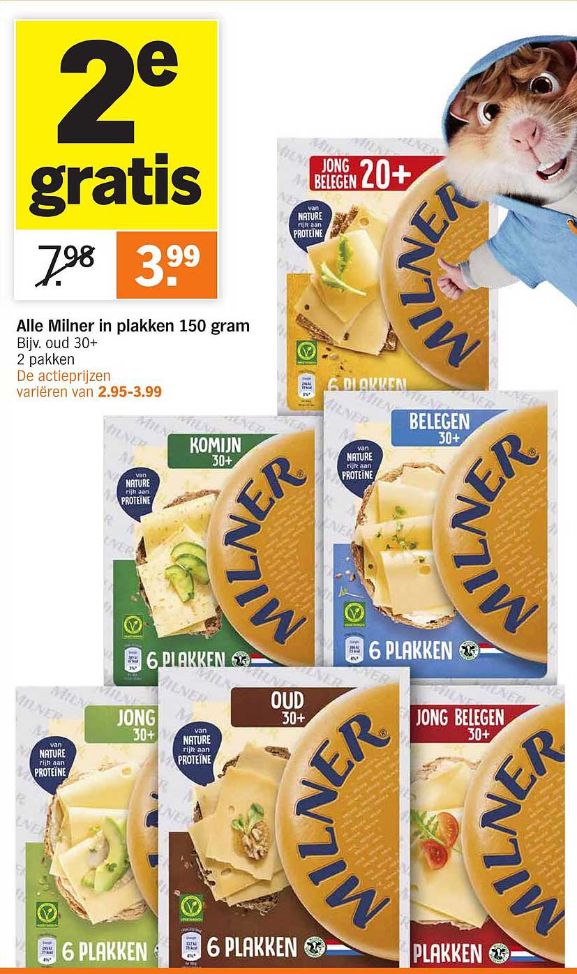 Alle Milner In Plakken 150 Gram aanbieding bij Albert Heijn