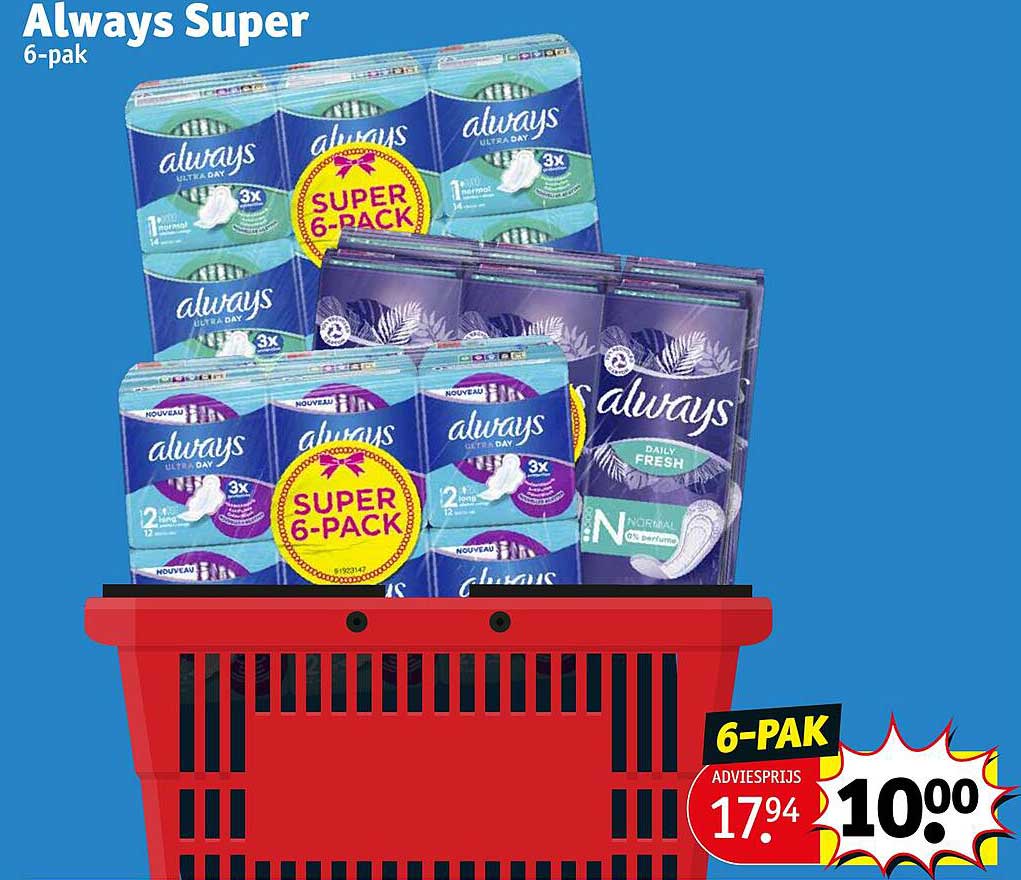 Always Super 6-Pak aanbieding bij Kruidvat