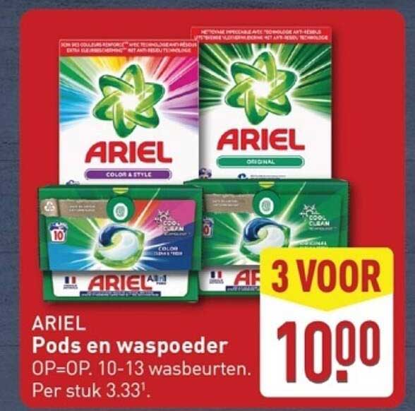Ariel Pods En Waspoeder aanbieding bij ALDI