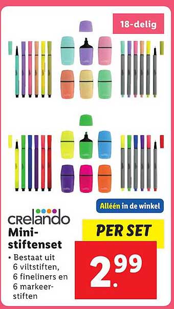 Crelando Mini-Stiftenset Aanbieding bij Lidl - FolderFeest.nl