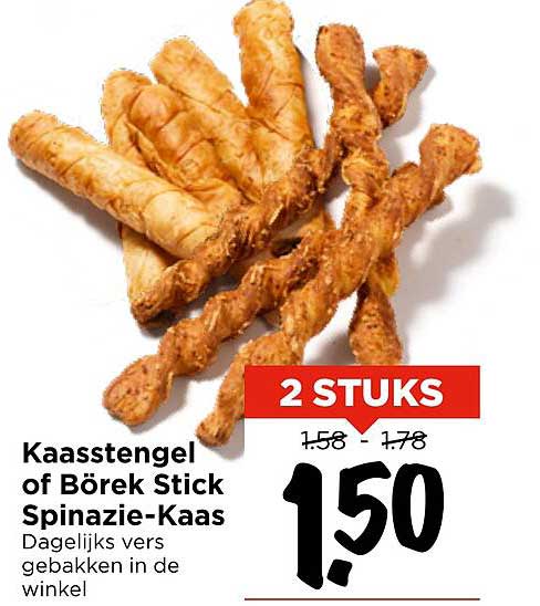 Kaasstengel Of Börek Stick Spinazie-Kaas aanbieding bij Vomar