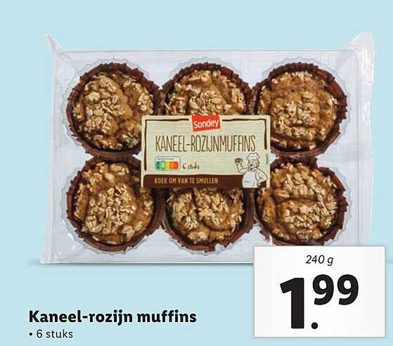 Kaneel-Rozijn Muffins aanbieding bij Lidl