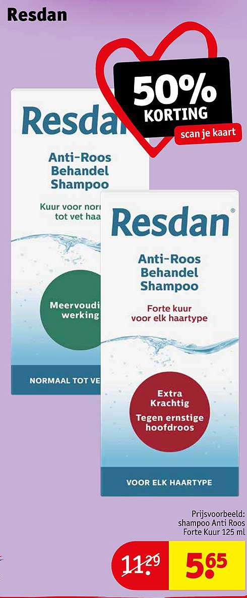 Resdan Anti-Roos Behandel Shampoo aanbieding bij Kruidvat