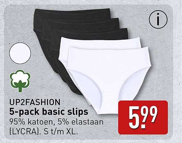 Up2Fashion 5-Pack Basic Slips aanbieding bij ALDI