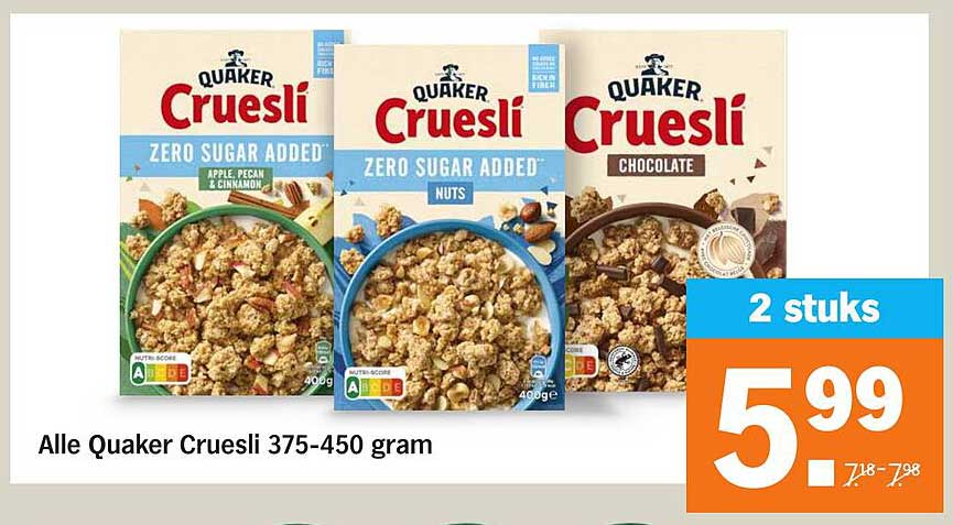 Alle Quaker Cruesli 375-450 Gram Aanbieding bij Albert Heijn ...
