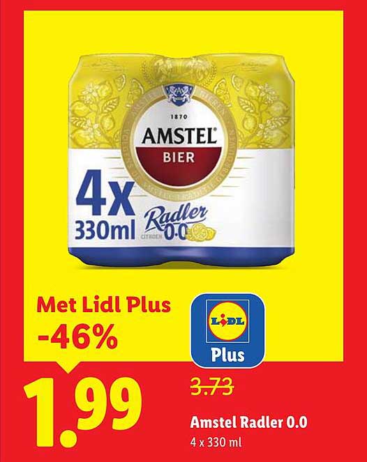 Amstel Radler 0.0 4 X 330 Ml Aanbieding bij Lidl - FolderFeest.nl