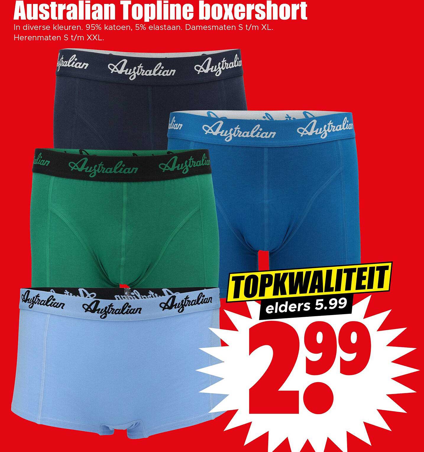 Australian Topline Boxershort Aanbieding bij Dirk - FolderFeest.nl