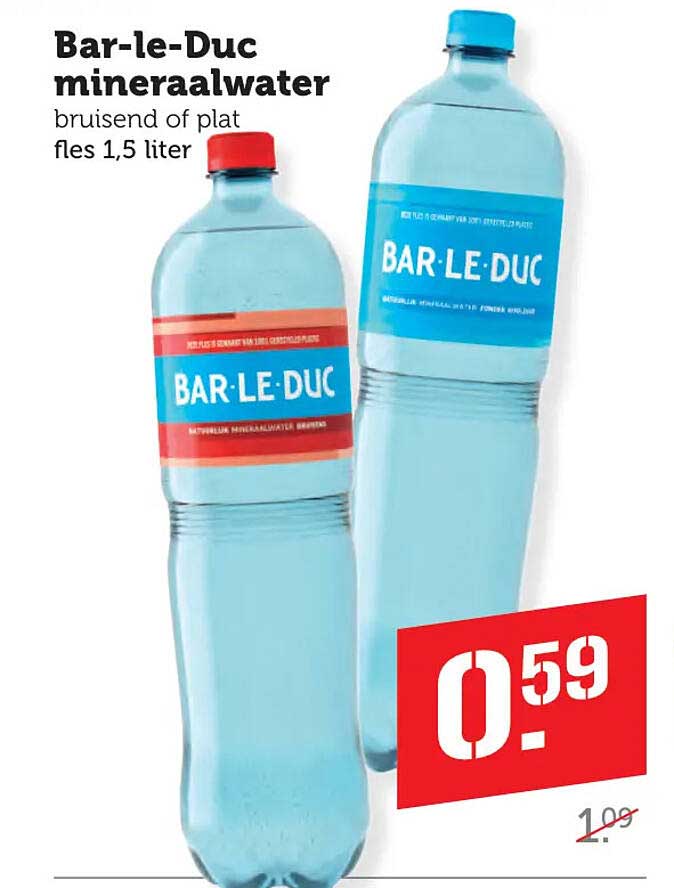 Bar-Le-Duc Mineraalwater Bruisend Of Plat Fles 1,5 Liter Aanbieding bij ...