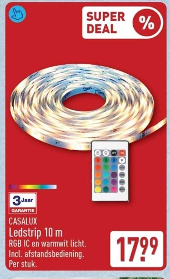 Casalux Ledstrip 10 M Rgb Ic En Warmwit Licht. Incl. Afstandsbediening ...