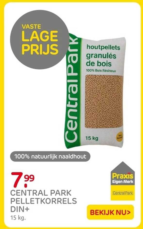 Central Park Pelletkorrels Din+ Aanbieding bij Praxis - FolderFeest.nl