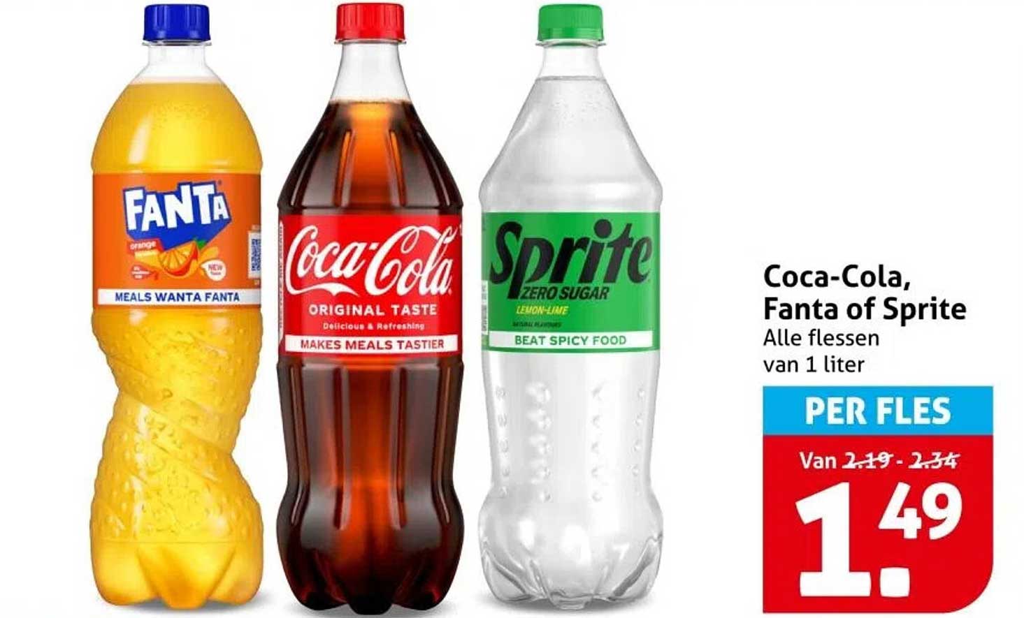 Coca-Cola, Fanta Of Sprite Alle Flessen Van 1 Liter Aanbieding bij ...