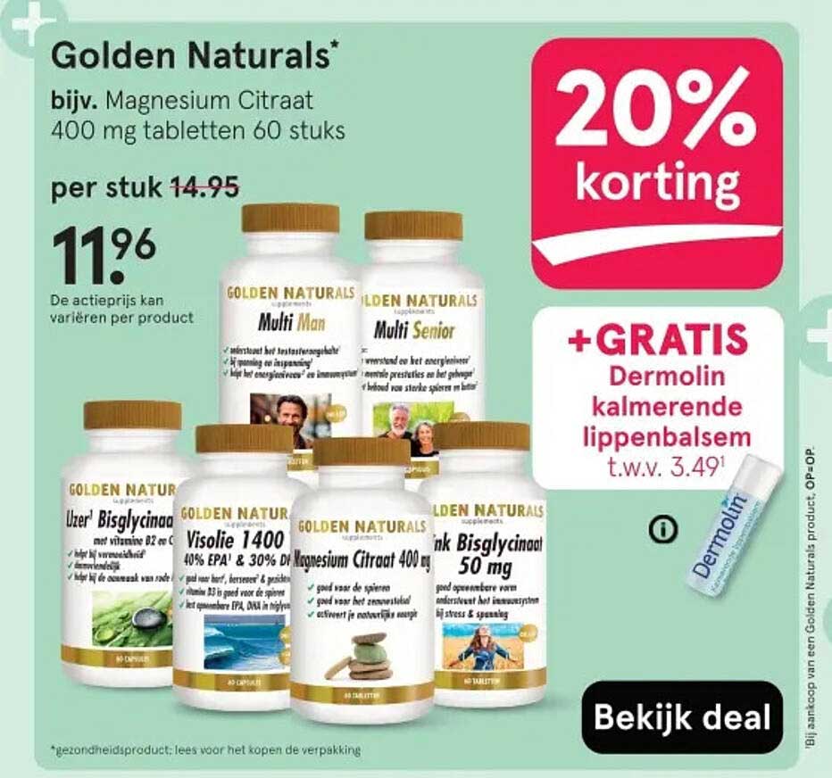 Golden Naturals Bijv. Magnesium Citrraat 400 Mg Tabletten 60 Stuks ...