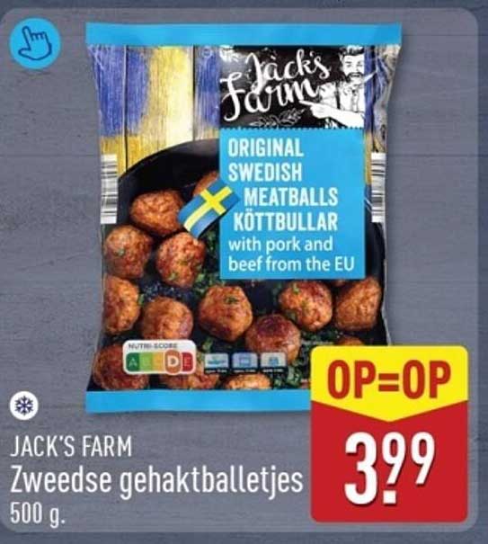 Jack's Farm Zweedse Gehaktballetjes Aanbieding bij ALDI - FolderFeest.nl