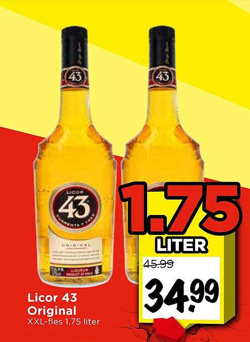 Licor 43 Original Xxl-Fles 1,75 Liter Aanbieding bij Vomar - FolderFeest.nl