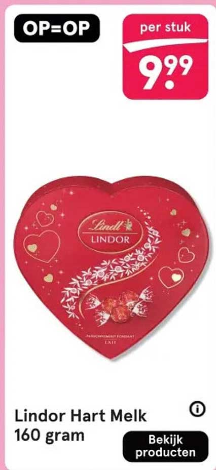 Lindor Hart Melk 160 Gram Aanbieding bij Etos - FolderFeest.nl