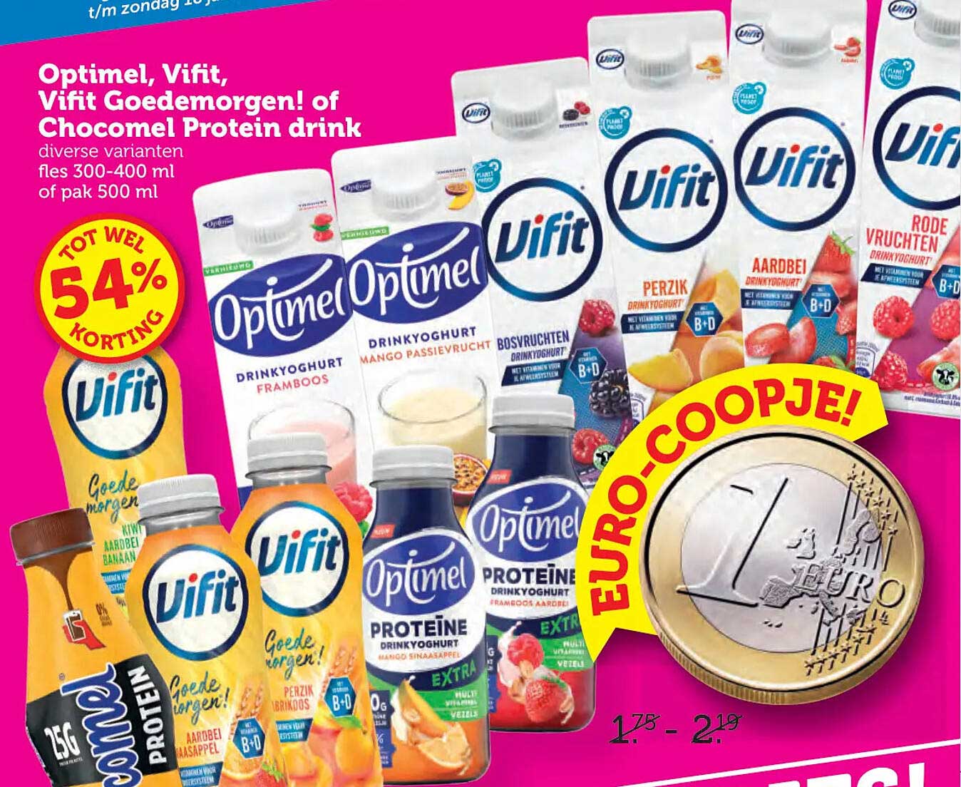 Optimel, Vifit, Vifit Goedemorgen! Of Chocomel Protein Drink Aanbieding ...