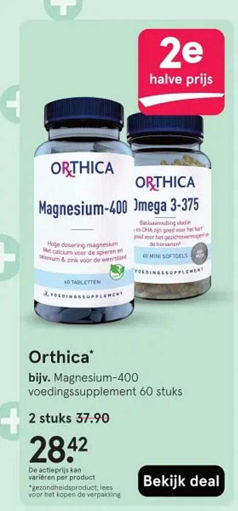 Orthica* Bijv. Magnesium-400 Voedingssupplement 60 Stuks Aanbieding bij ...