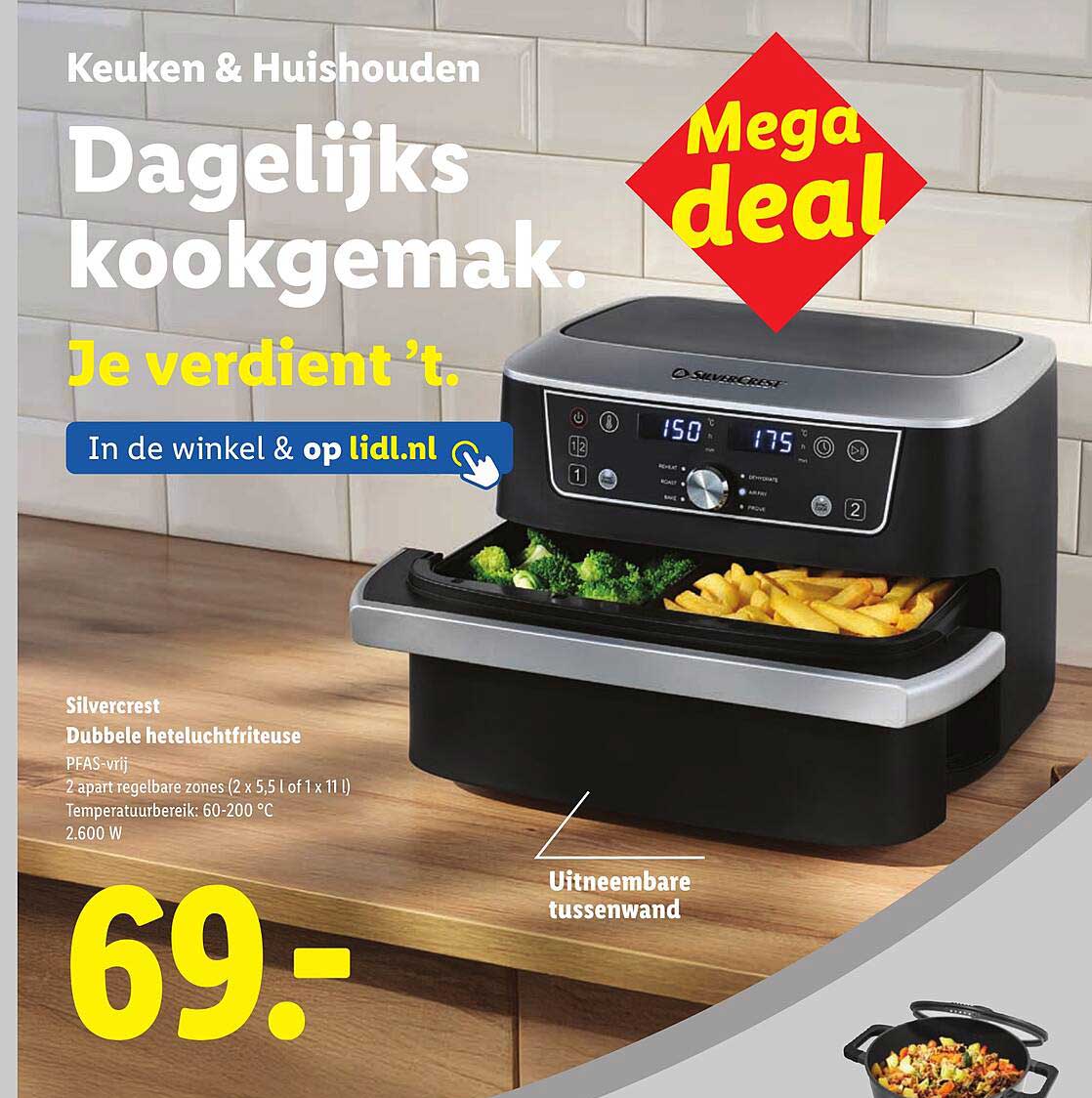 Silvercrest Dubbele Heteluchtfriteuse Aanbieding bij Lidl - FolderFeest.nl