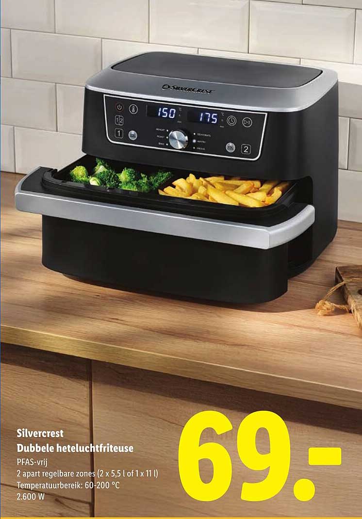 Silvercrest Dubbele Heteluchtfriteuse Aanbieding bij Lidl - FolderFeest.nl