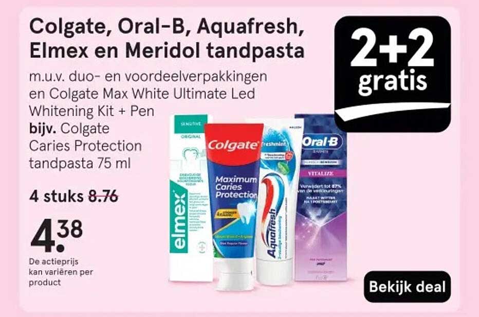 Colgate, Oral-B, Aquafresh, Elmex En Meridol Tandpasta Aanbieding bij ...