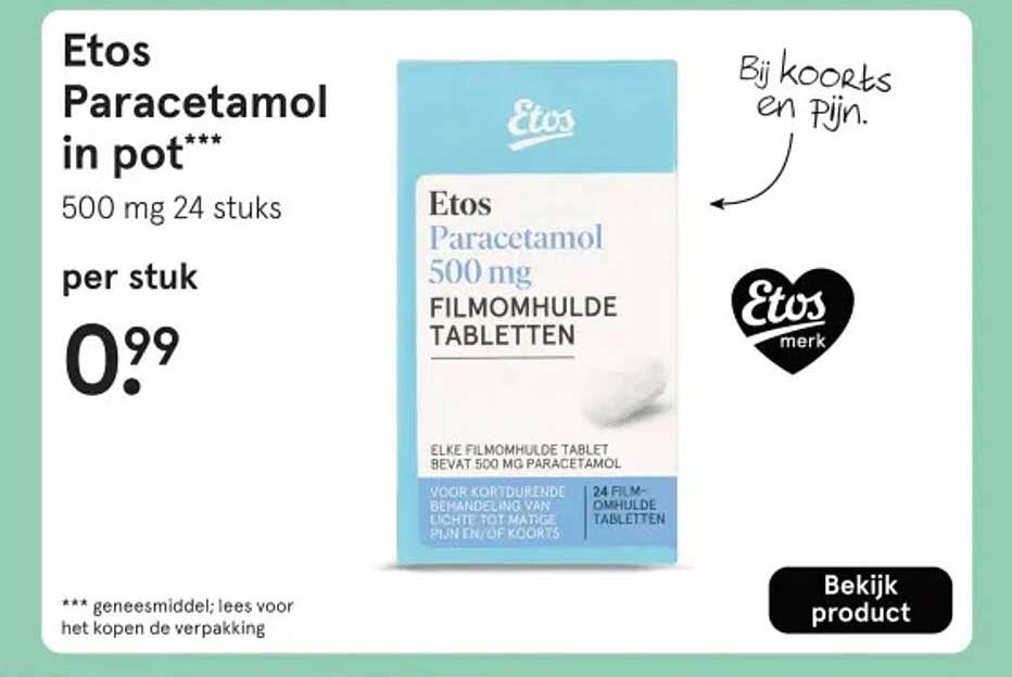 Etos Paracetamol In Pot aanbieding bij Etos