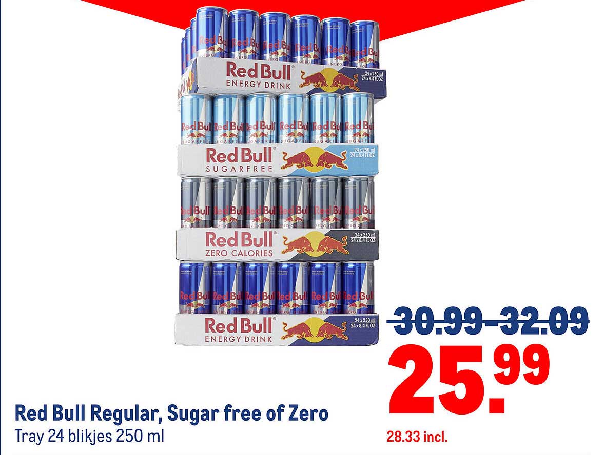 Red Bull Regular, Sugar Free Of Zero aanbieding bij Makro